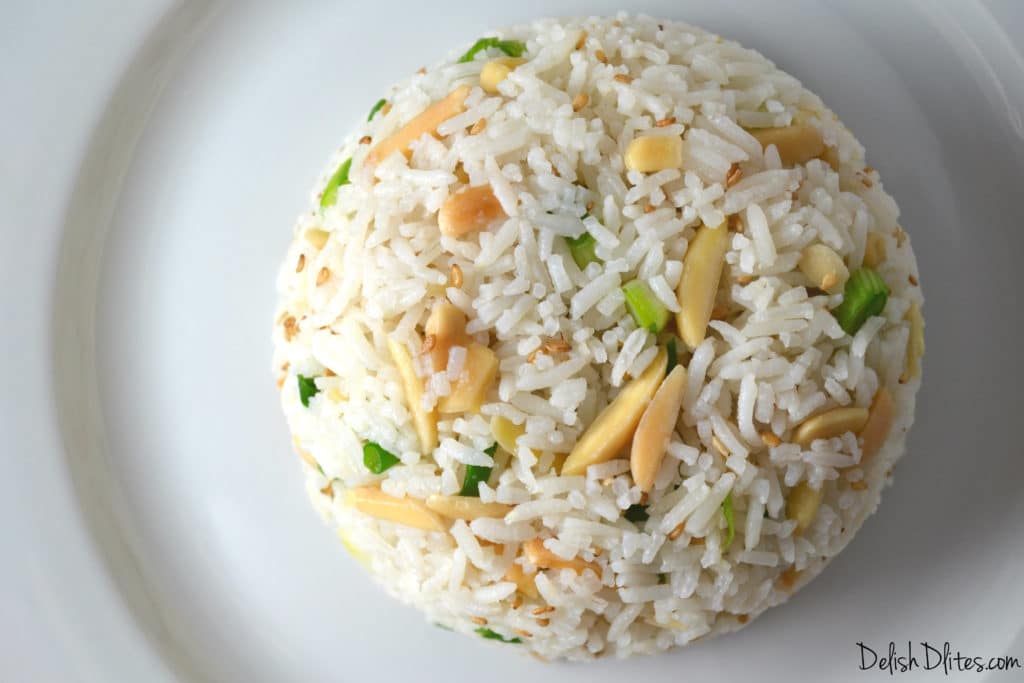 Toasted Almond-Scallion Rice - Delish D'Lites