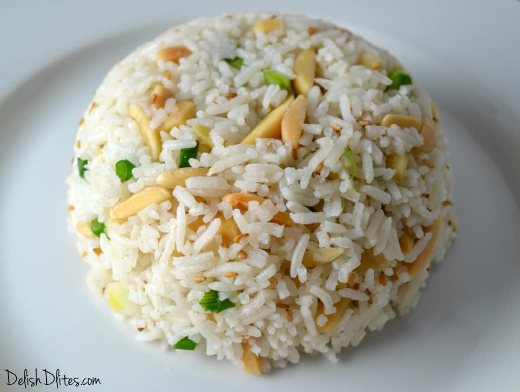 Toasted Almond-Scallion Rice - Delish D'Lites