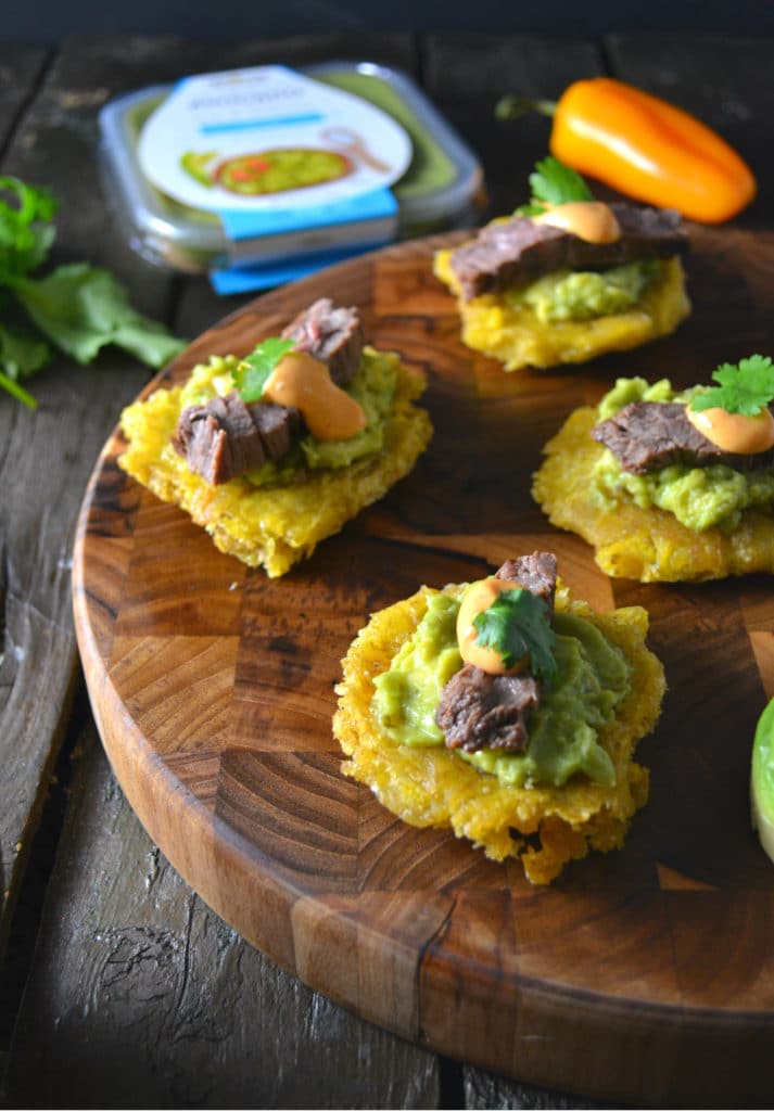 Avocado and Skirt Steak Tostones (Fried Green Plantains) - Delish D'Lites