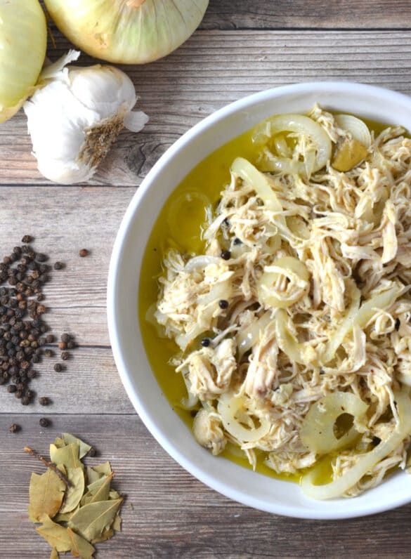 Pollo En Escabeche (Puerto Rican Pickled Chicken) - Delish D'Lites