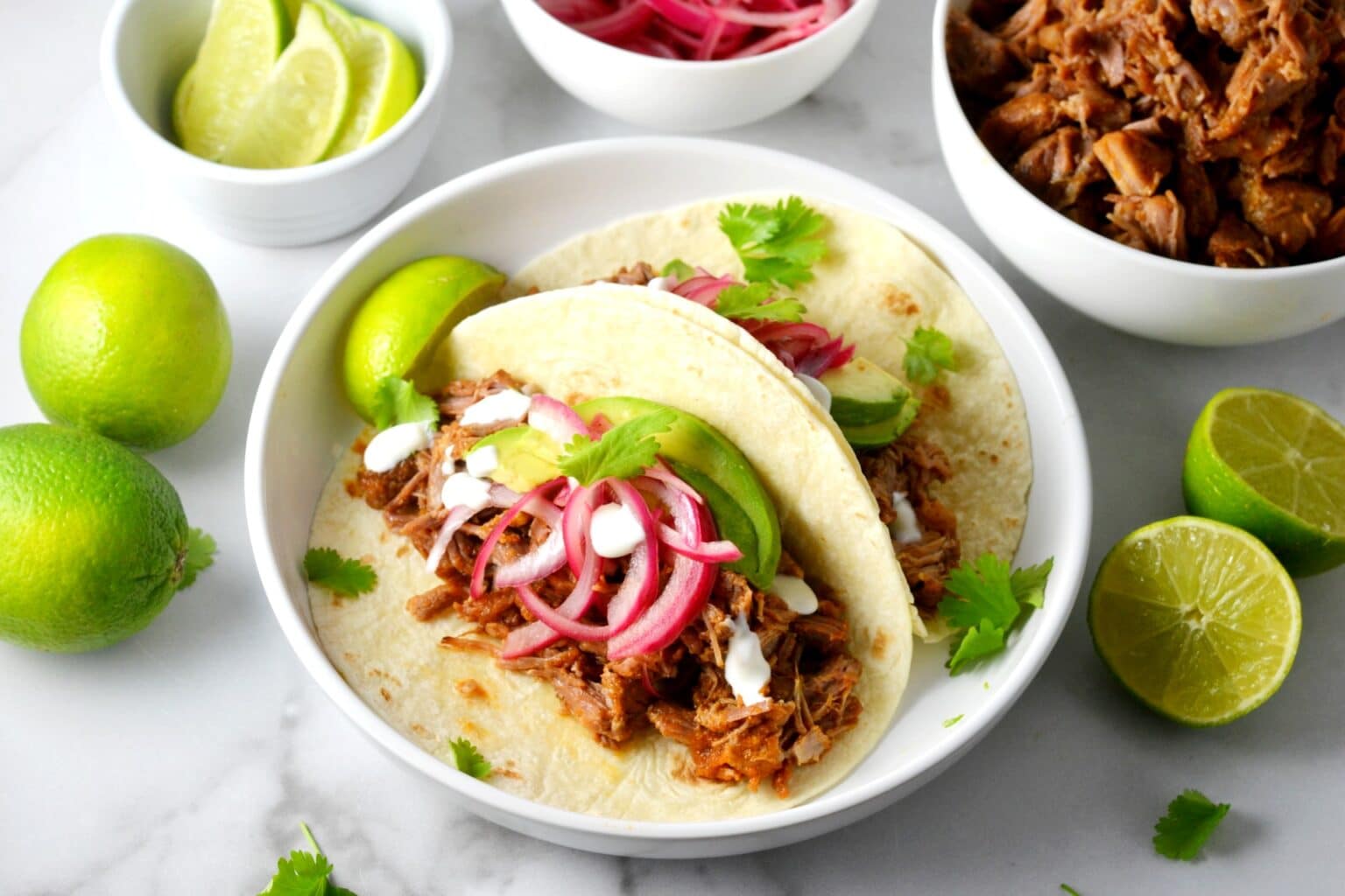 Pork Tinga (Spicy Mexican Shredded Pork) Tacos - Delish D'Lites